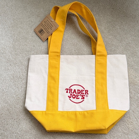 Trader Joe'S | Bags | Nwt Viral Mini Trader Joes Yellow And White Tote ...